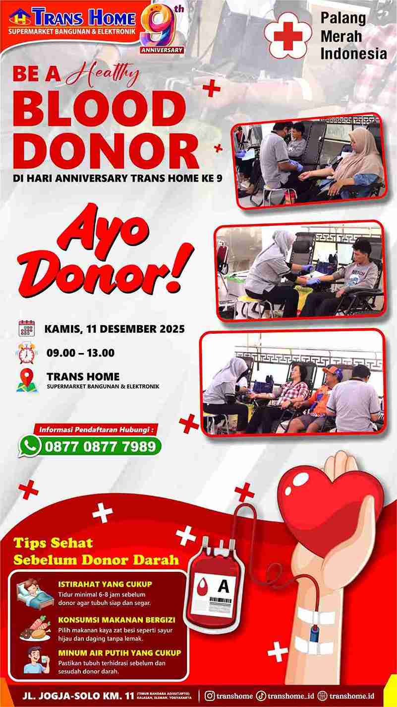 Donor Darah di Anniversary ke-9 Trans Home | Trans Home - Supermarket ...